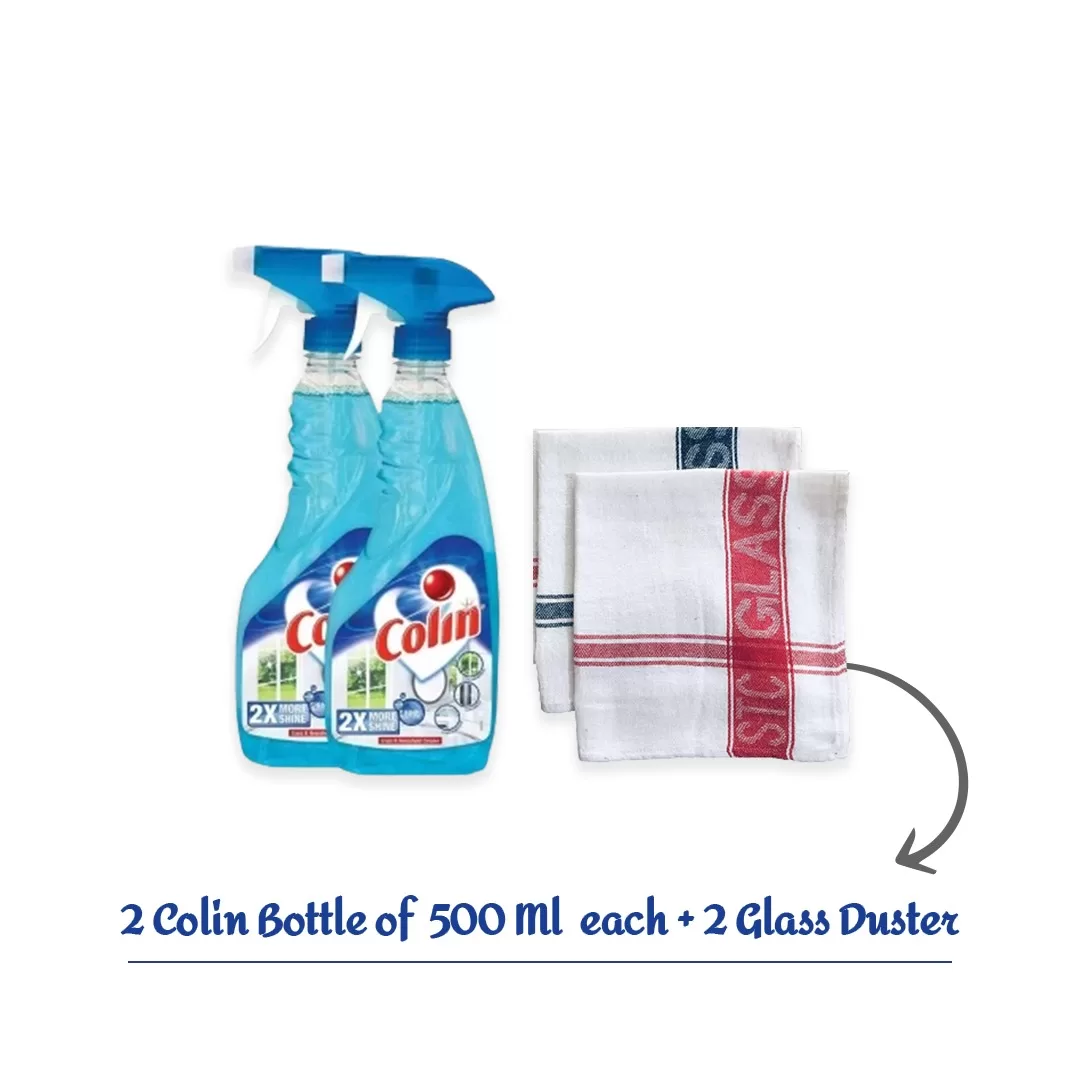 Buy Colin 500ml Spray and Glass Duster Combo Pack of 2