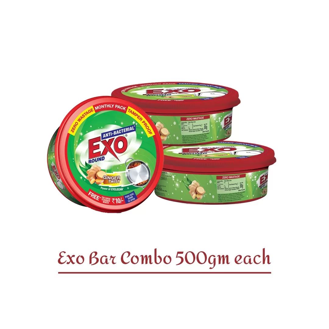 Exo Dish Wash Round Bar - 500g Cake (Pack of 3) | Powerful Dish ...