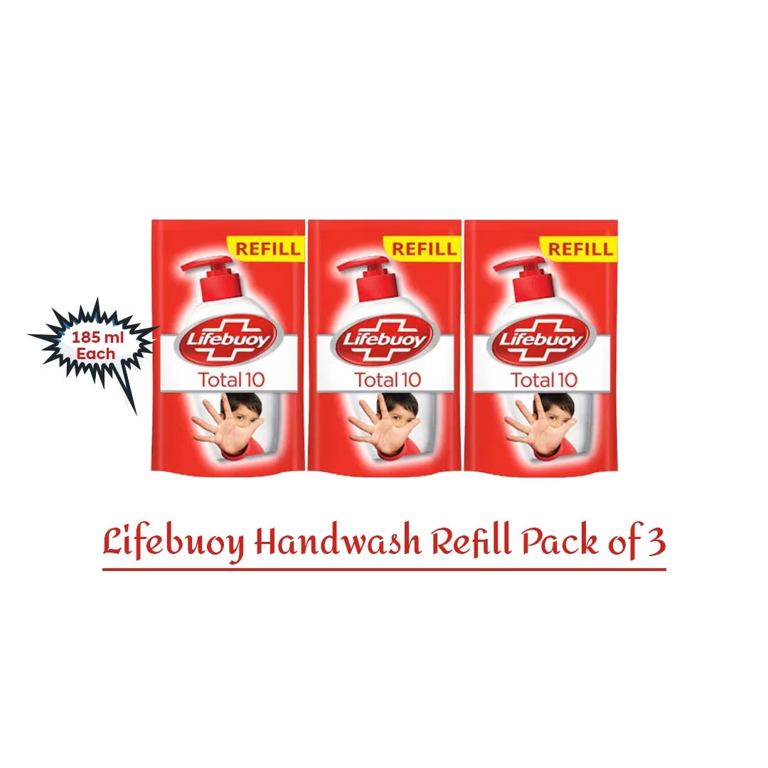 Lifebuoy Total Handwash Active Silver Formula 185ml Refill - Pack of 3 ...