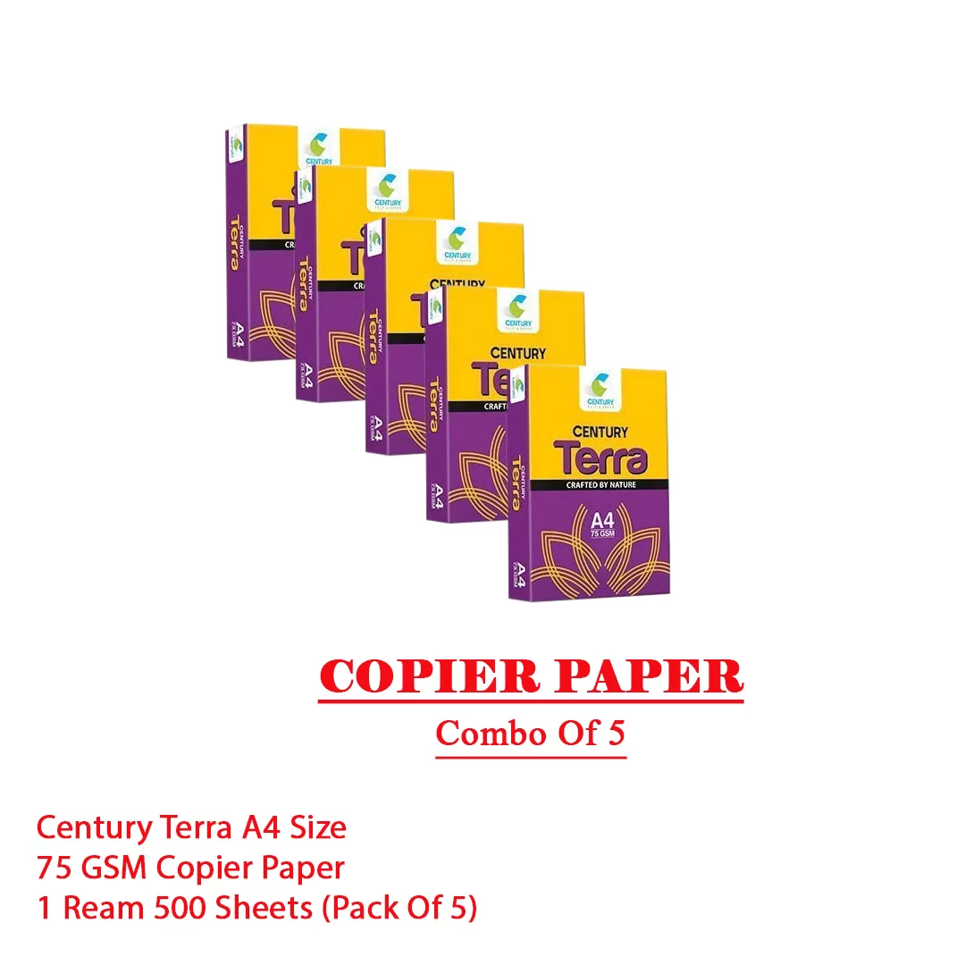 Century Terra A4 Size 75 GSM Copier Paper - 1 Ream (500 Sheets, Pack of ...