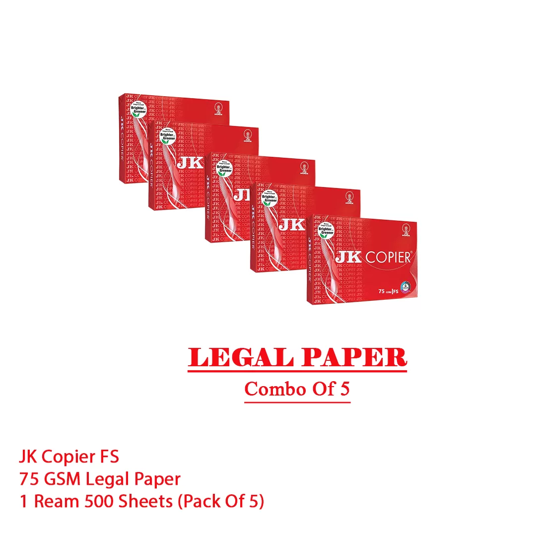 JK Copier FS 75 GSM Copier Paper - 1 Ream, 500 Sheets - Pack of 5