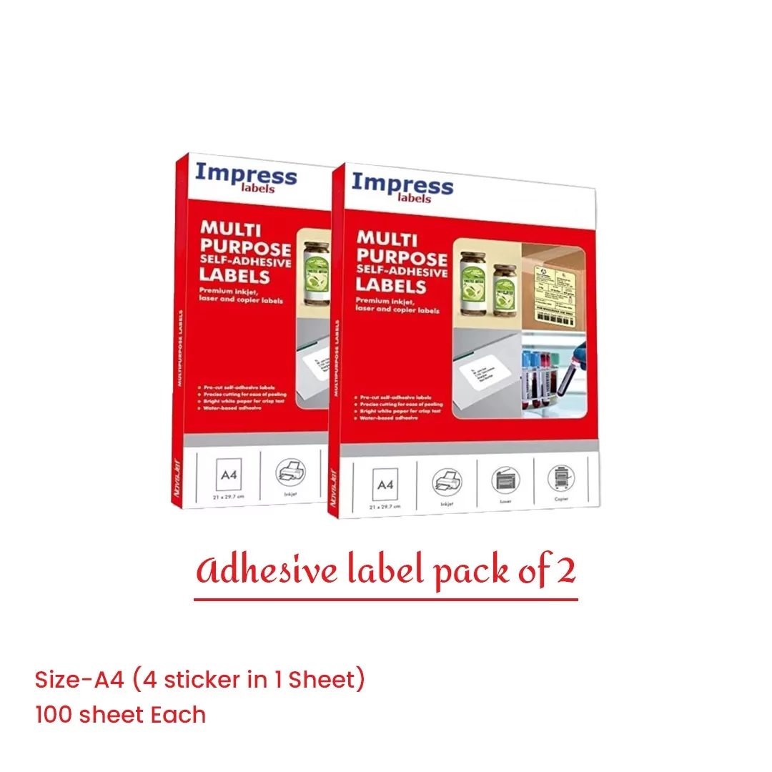 Impress Multipurpose A4 Size 4 Sticker in 1 Sheet Adhesive Label - 100 ...