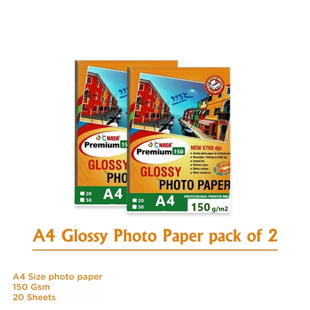 NASA Premium A4 Size 150 GSM Glossy Photo Paper - 20 Sheet in 1 Pkt ...