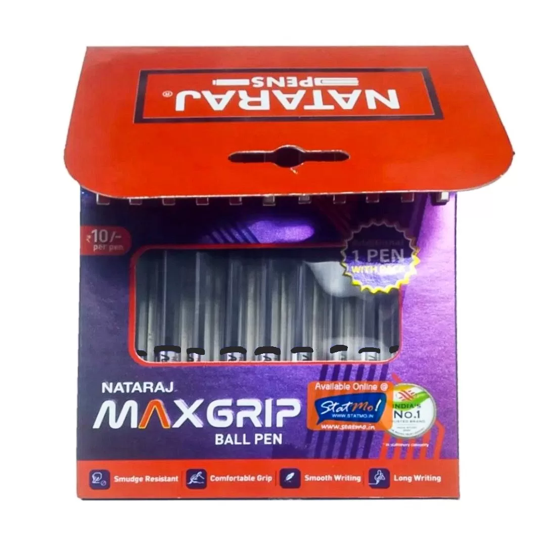 Nataraj Maxgrip Ball Pen in Black - Pack of 10